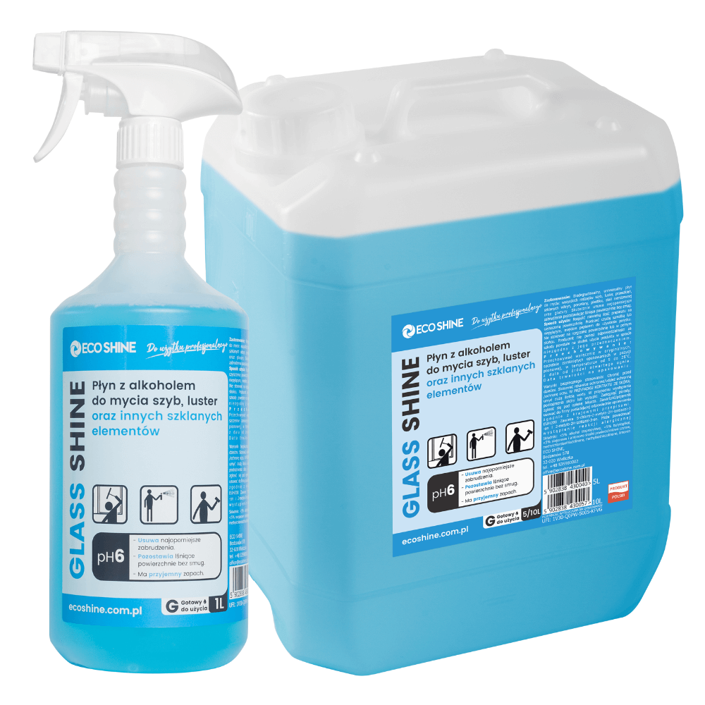 ECO SHINE GLASS SHINE 10L Płyn do mycia szyb i luster z alkoholem.Ze ...
